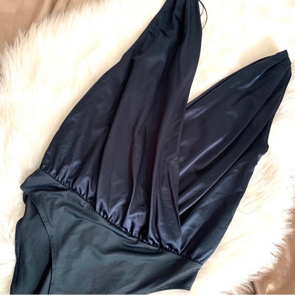 Zara | Tops | Zara Blue Satin Body Suit | Poshmark